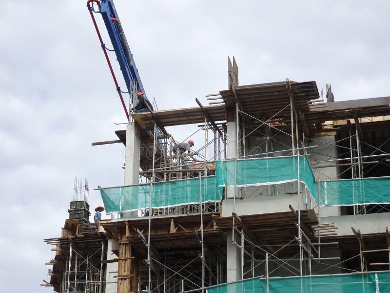 Construction Site during Daytime. Workers Busy with Their Work ...