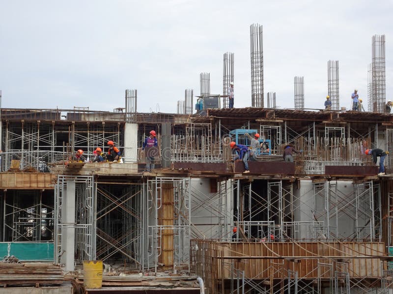Construction Site during Daytime. Workers Busy with Their Work ...