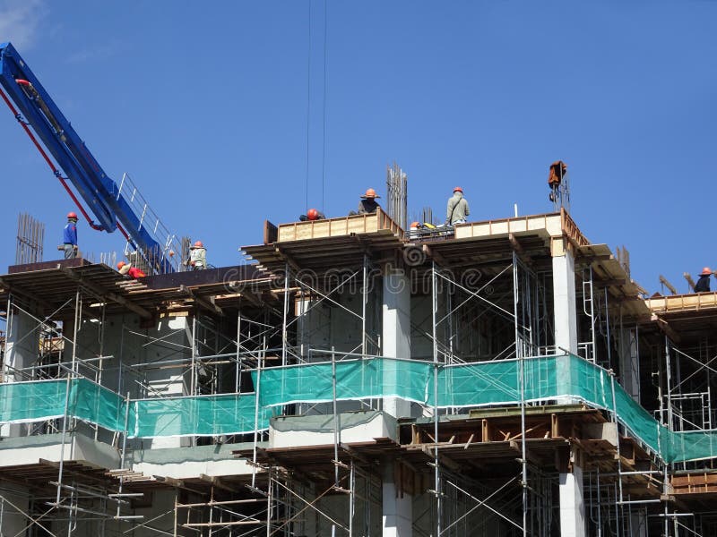 Construction Site during Daytime. Workers Busy with Their Work ...