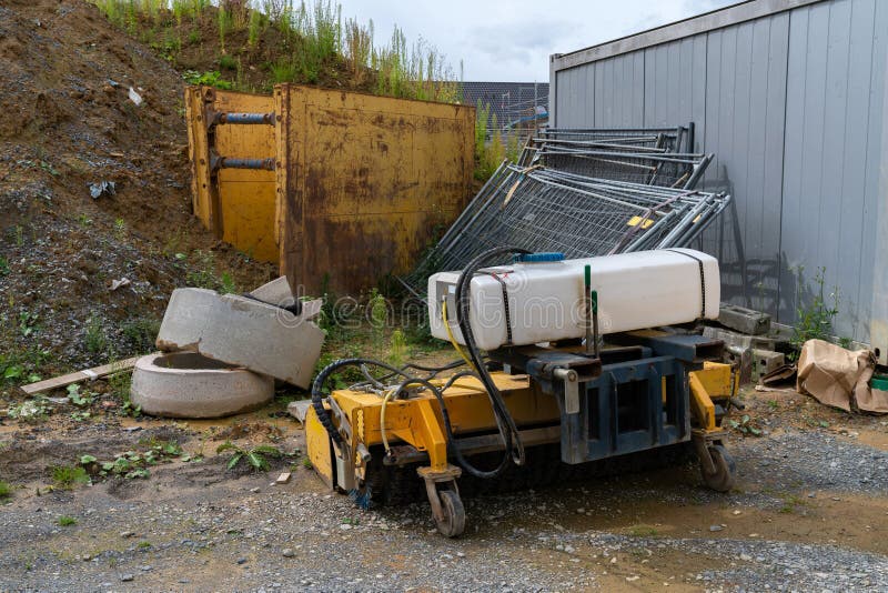 Construction Site with Debris and Equipment in a Storage Area Stock ...