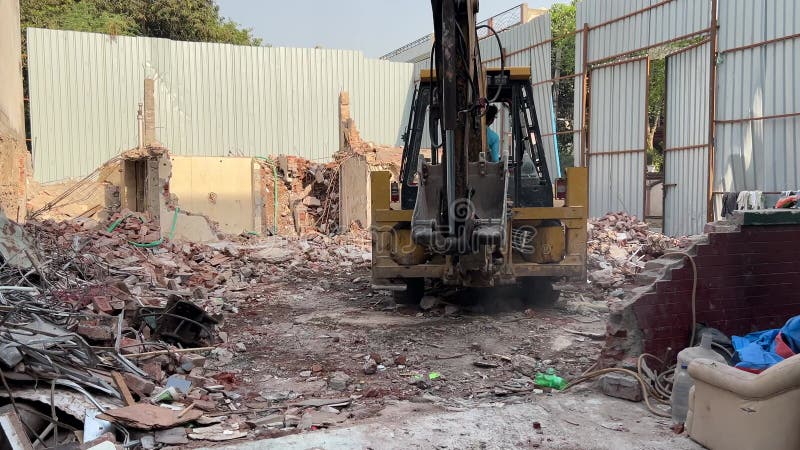 Construction Site in Delhi, India, with Footage Capturing an Excavator ...