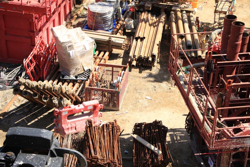 Construction Site with Different Equipments in Place Stock Photo ...