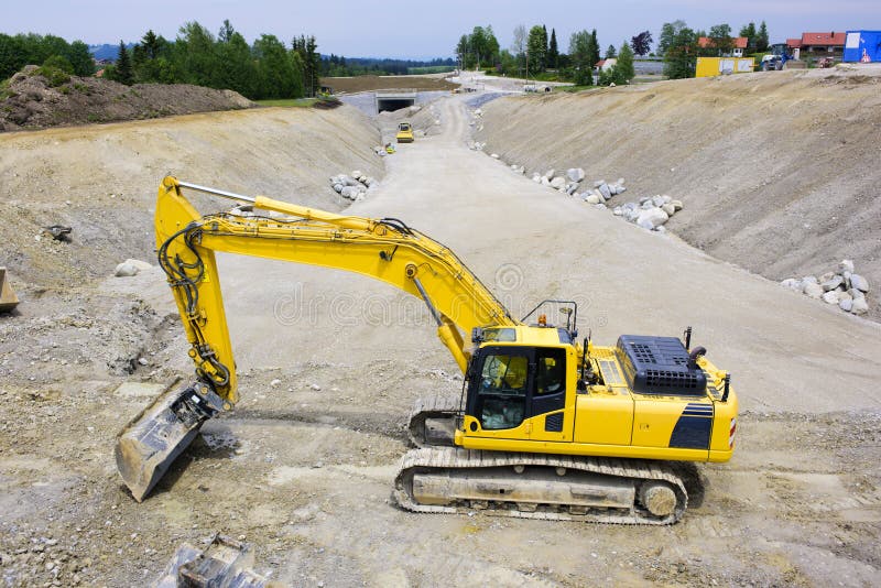 Construction Site with Digger Stock Photo - Image of land, germany ...