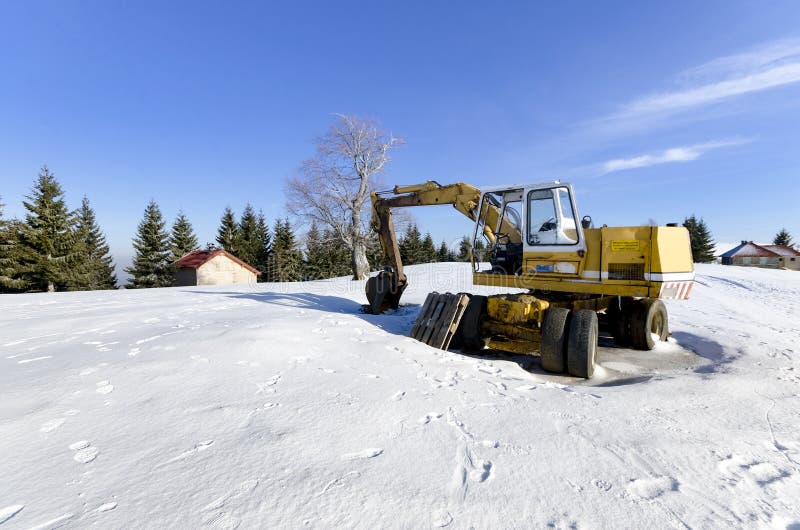 Construction Site In Winter Stock Photo - Image of cement, exterior ...