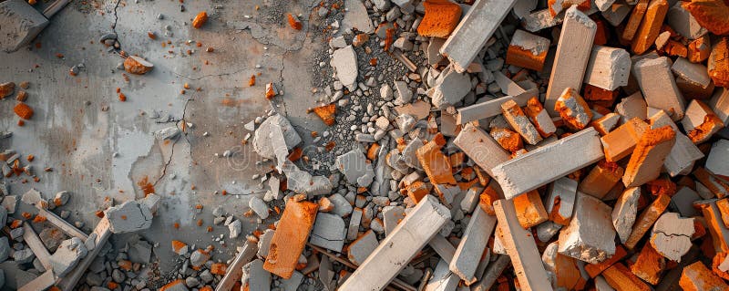 Construction Site Disaster, Scattered Debris, Broken Structures ...