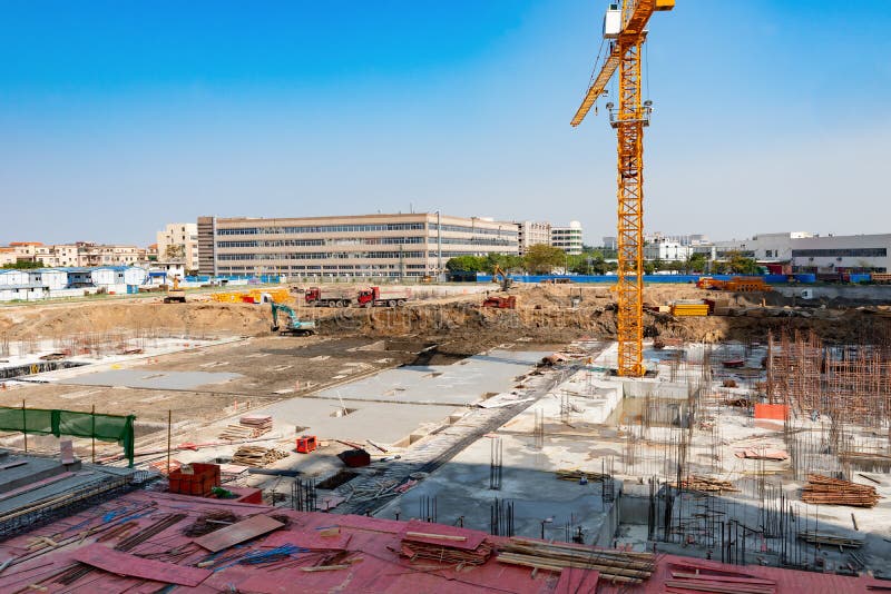 Construction Site Doing Base Work Stock Image - Image of flat ...