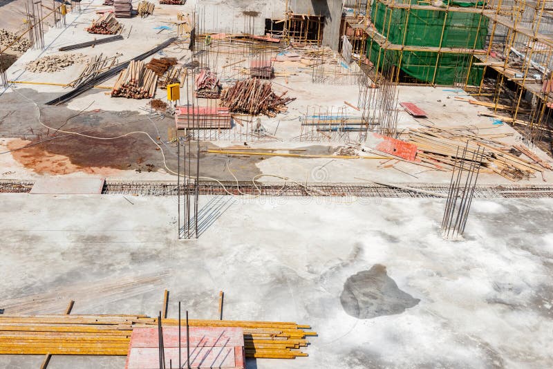 Construction Site Doing Base Work Stock Image - Image of multistory ...