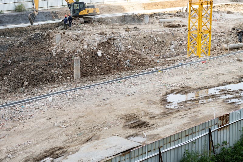 A Construction Site Doing Base Works Stock Photo - Image of cement ...