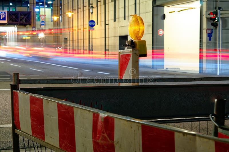 Construction Site in Downtown at Night with Excavator Shovel, Excavator ...