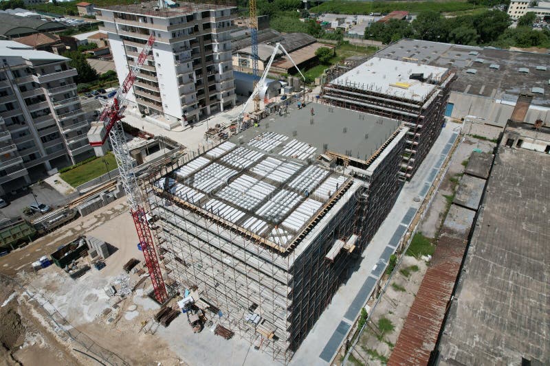 Construction Site, Drone View, Building Under Construction Stock Image ...