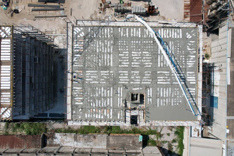 Construction Site, Drone View, Zenithal of Building Under Construction ...