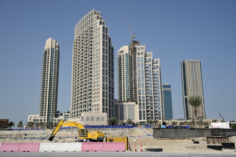 Construction Site Dubai Building Skyscrapers Stock Image - Image of ...