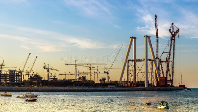 Construction site in Dubai stock image. Image of city - 187939655