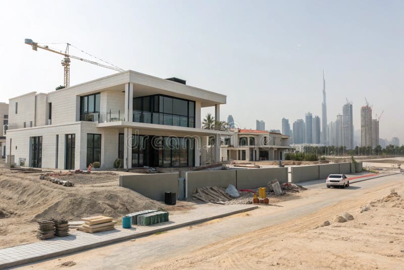 Dubai Construction Site for Modern House Stock Illustration ...