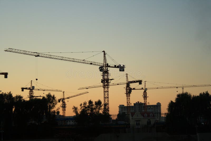 Construction site at dusk stock photo. Image of twilight - 45891132