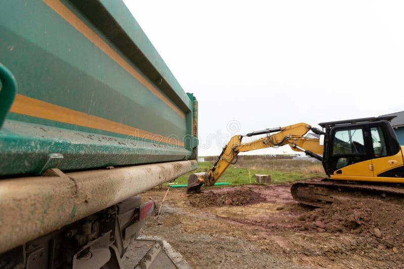 At the Construction Site - Earthworks for House Construction with ...