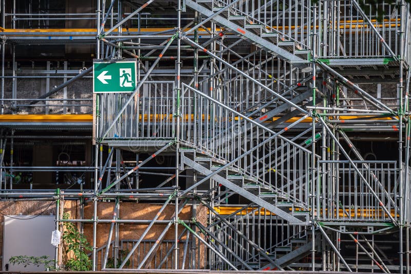 Construction Site with Emergency Exit Stock Image - Image of metall ...