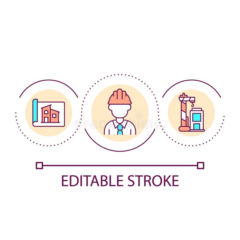 Construction Site Engineer Loop Concept Icon Stock Vector ...