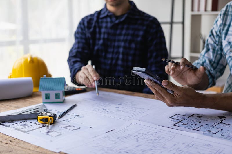 2 Construction Site Engineers on-site Engineering Objects Work with ...