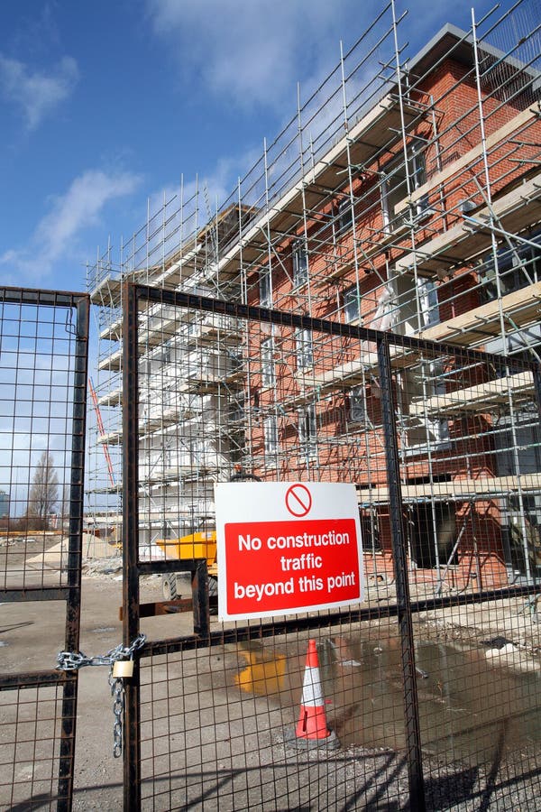 Signage and Construction Workers Stock Photo - Image of industry, site ...