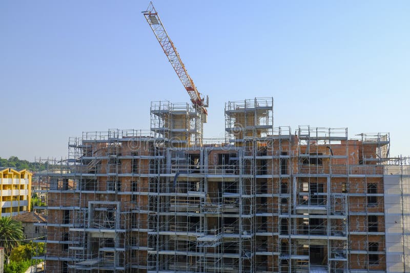 Construction Site with Equipment and Building. Building Construction ...