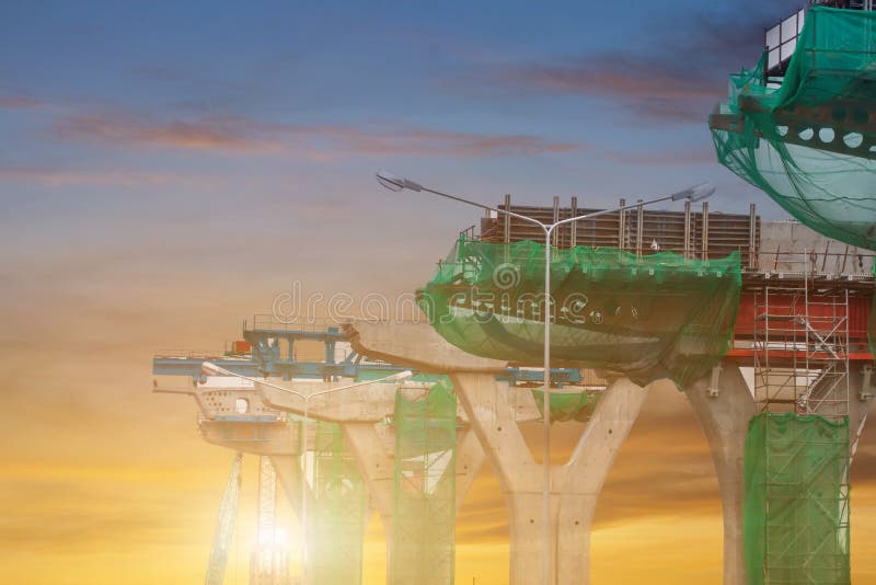 Construction Site of the Expessway Pillar and Scaffolding for Stucture ...