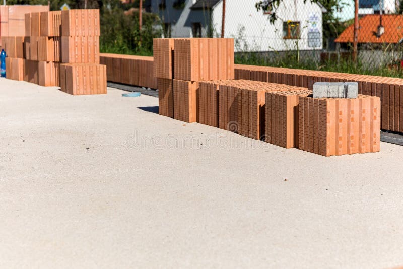 Construction Site of a Family House. Concrete Base Plate. Wall ...