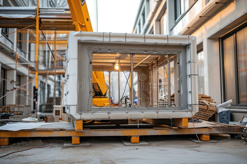 A Construction Site Featuring a Crane in Action, Working on the ...