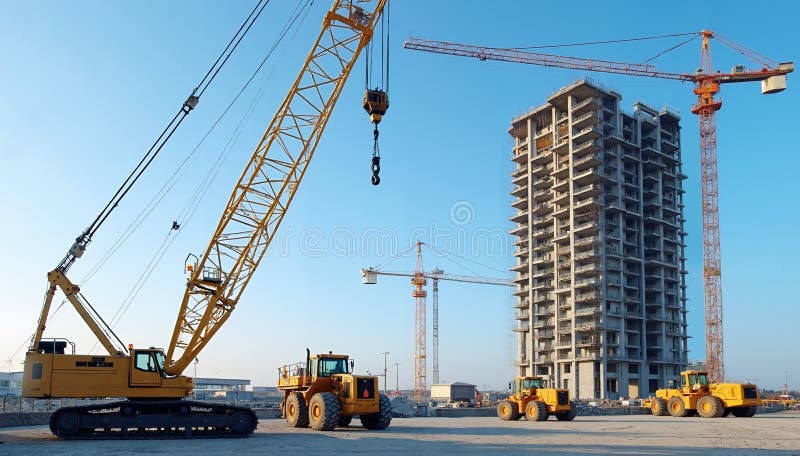 A Construction Site Featuring a High-rise Building Under Development ...