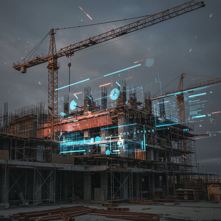 Construction Site Featuring a Partially Built Structure with ...