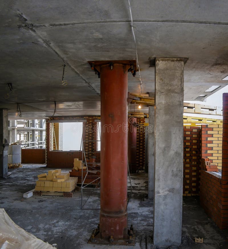 Construction Site Featuring Steel and Reinforced Concrete Columns ...
