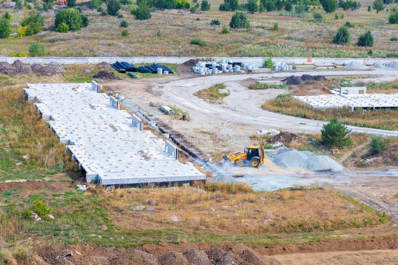 Construction Site in the Field, Construction of a New House and ...