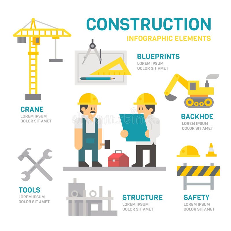 Construction Site Flat Design Infographic Stock Vector - Illustration ...