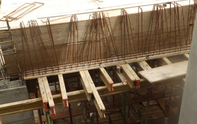 Construction Site, Focusing on the Reinforcement and Formwork for a ...