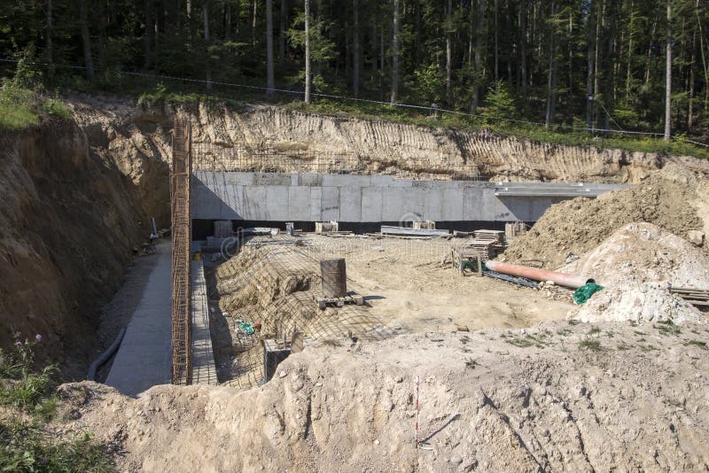 Construction Work In The Forest Area Stock Photo - Image of trees ...