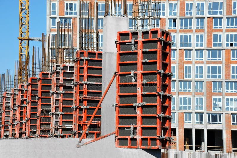Construction Site with Formwork Stock Photo - Image of high, cement ...