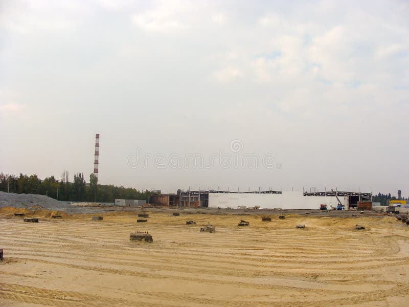 Construction Site with Foundation Blocks Laid, Preparing for the ...