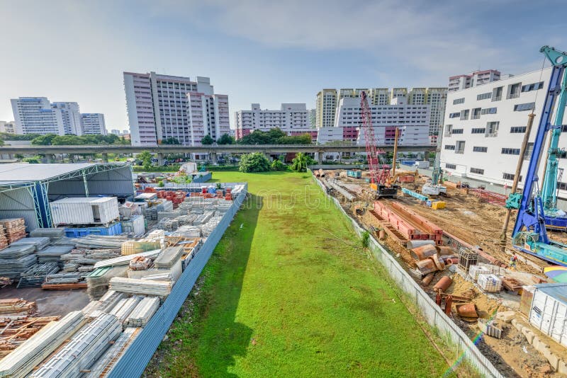 Construction Site with Foundation, Ground Works in Progress at E ...