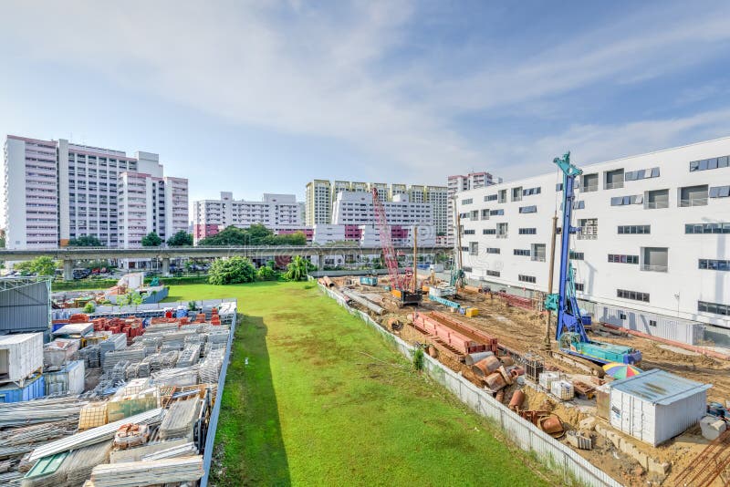 Construction Site with Foundation, Ground Works in Progress at E ...