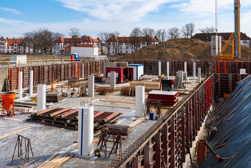 Construction Site with Foundation Construction Starting Stock Photo ...