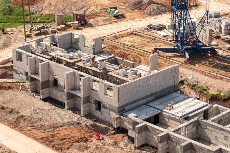 A Construction Site with a Foundation Under Construction for a New ...