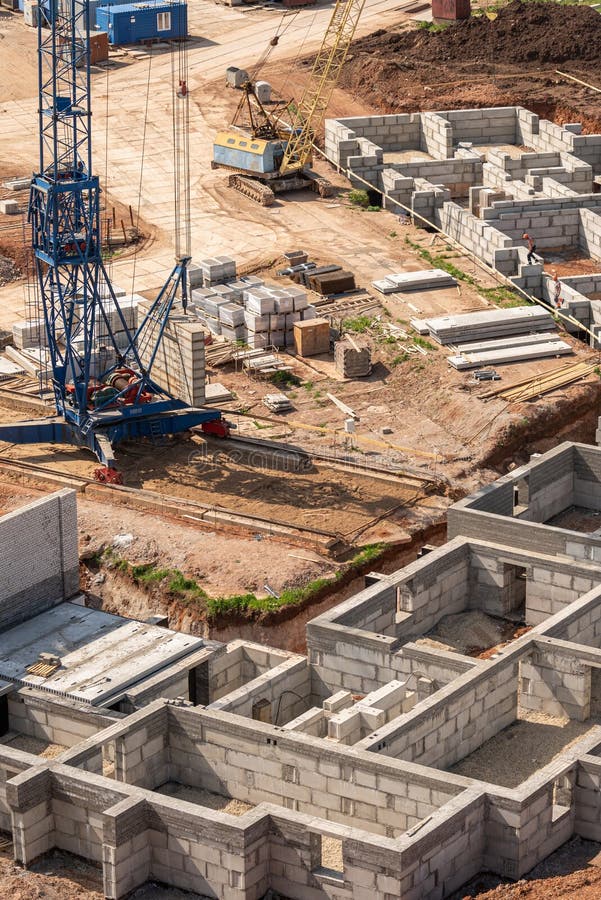 A Construction Site with a Foundation Under Construction for a New ...