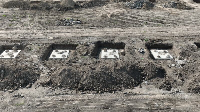 Construction Site Foundations in Freshly Dug Soil. a Construction Site ...