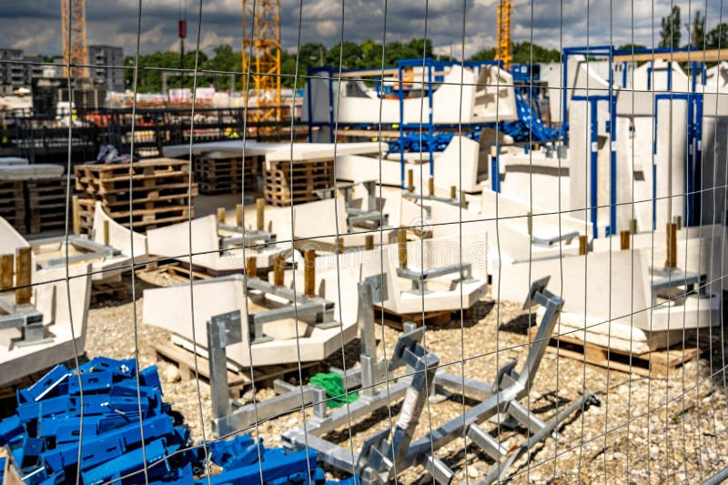 Construction Site in Freiham Munich Bavaria: Large Building Foundation ...
