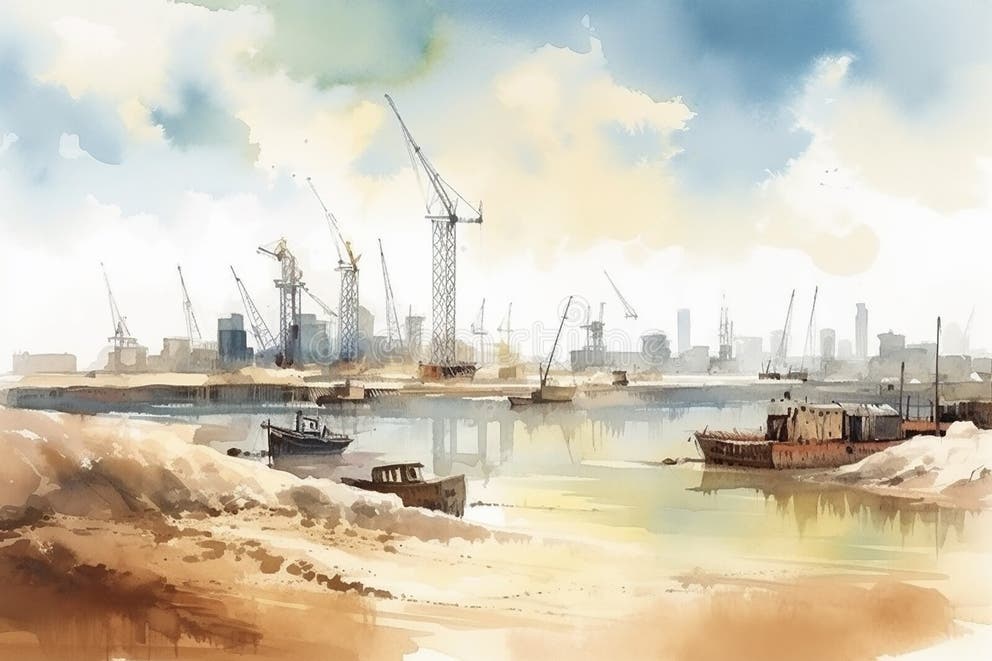 Construction Site in Gulf Draw Stock Illustration - Illustration of ...