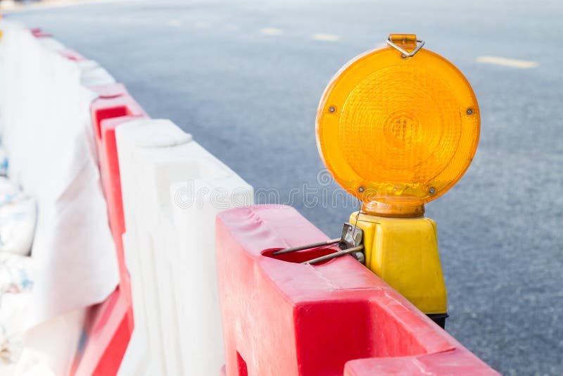 Orange Construction Or Hazard Light Stock Image - Image of construction ...