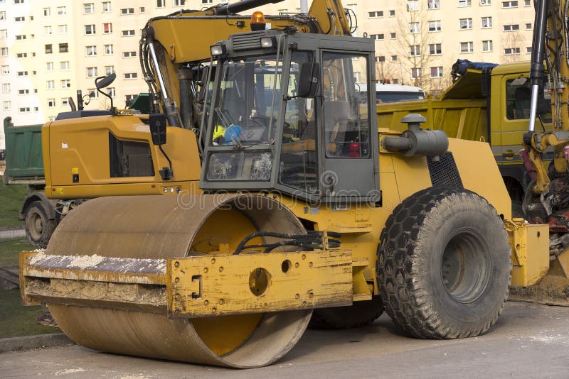 Construction Site - Heavy Construction Machinery Parked after Work is ...