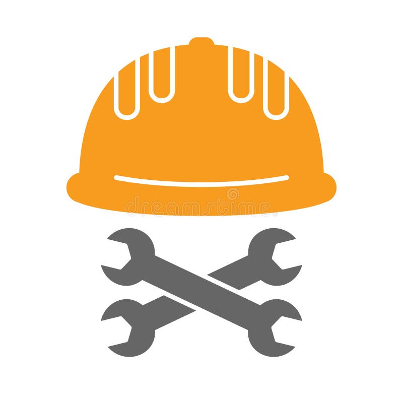 Construction Site Helmet Crossed Wrench Maintenance Icon Stock Vector ...