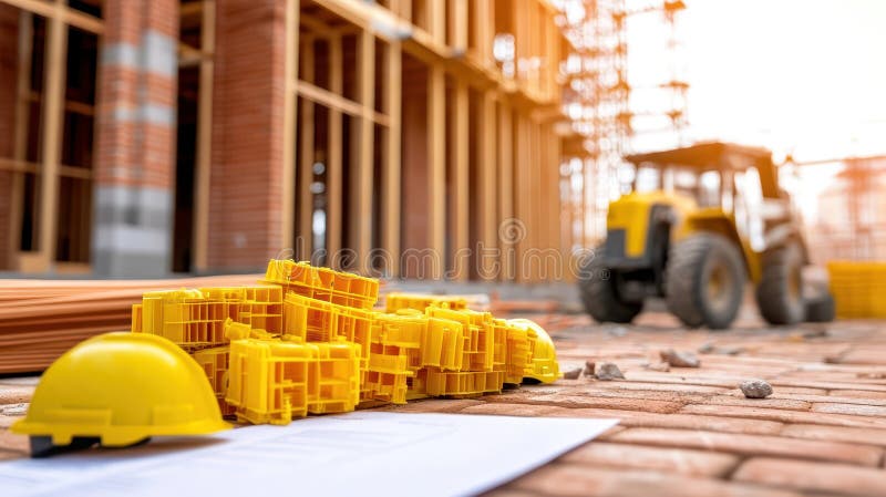 Construction Site with Helmet and Materials, Building the Future of ...