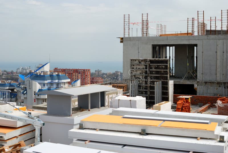 Construction Site on a High-rise Building with Concrete Slabs Stock ...